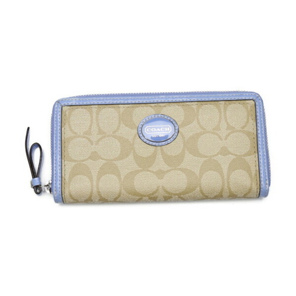 Coach | Bags | Coach Round Zipper Long Wallet Pvc External Pocket Beige ...